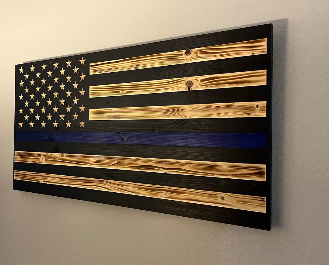 Thin Blue Line Wooden Flag - Etsy