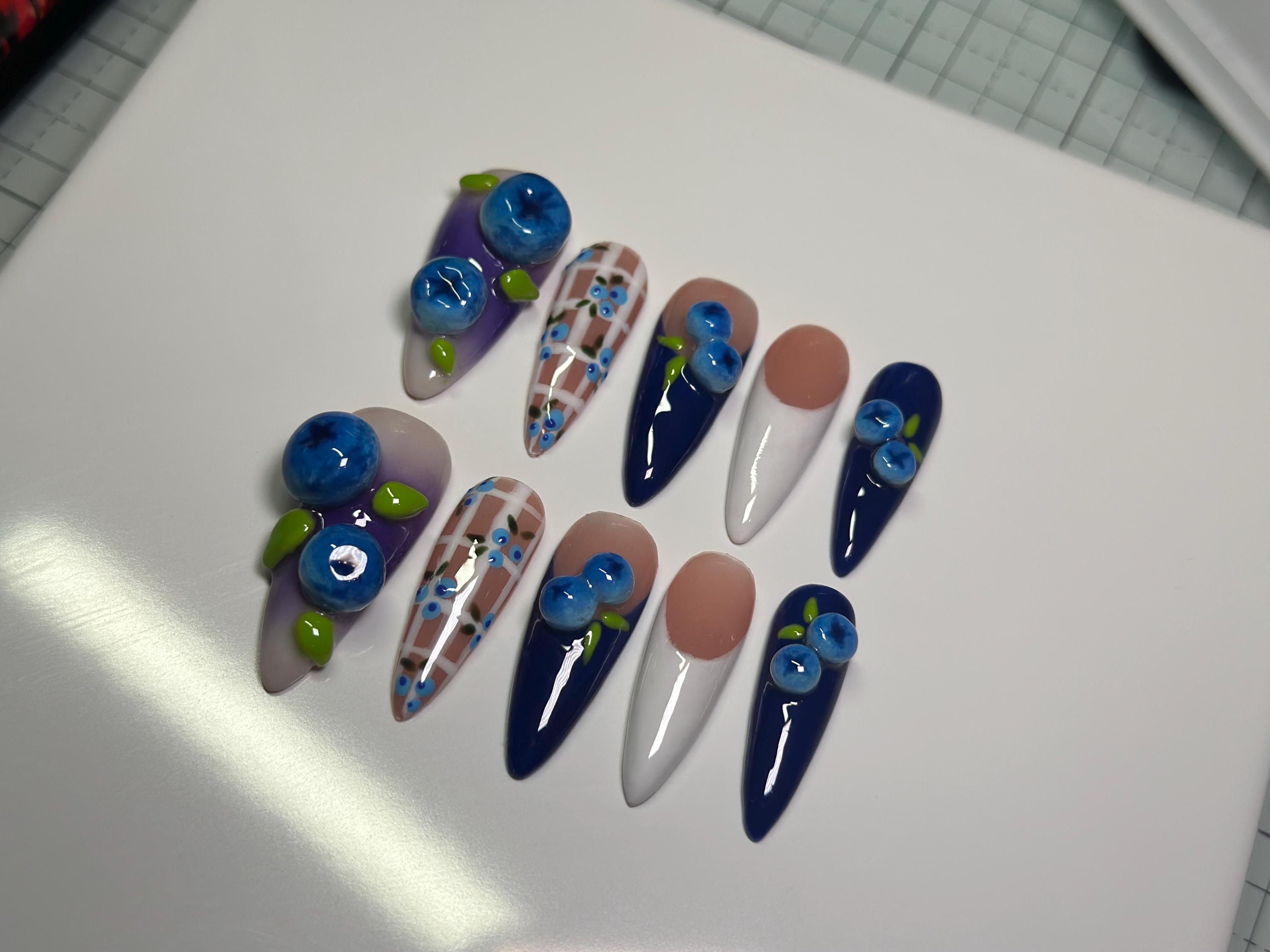3D Blueberry Picnic Nails - Etsy