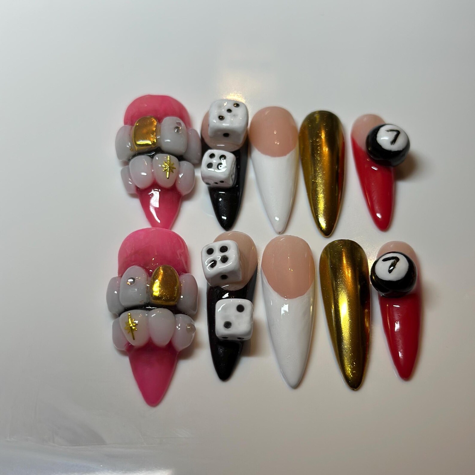 3D Sculpted Teeth & Vegas Inspired Nails - Etsy