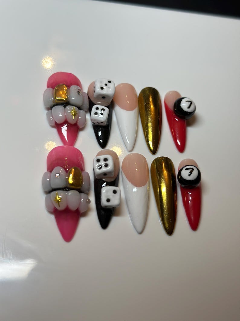 3D Sculpted Teeth & Vegas Inspired Nails - Etsy