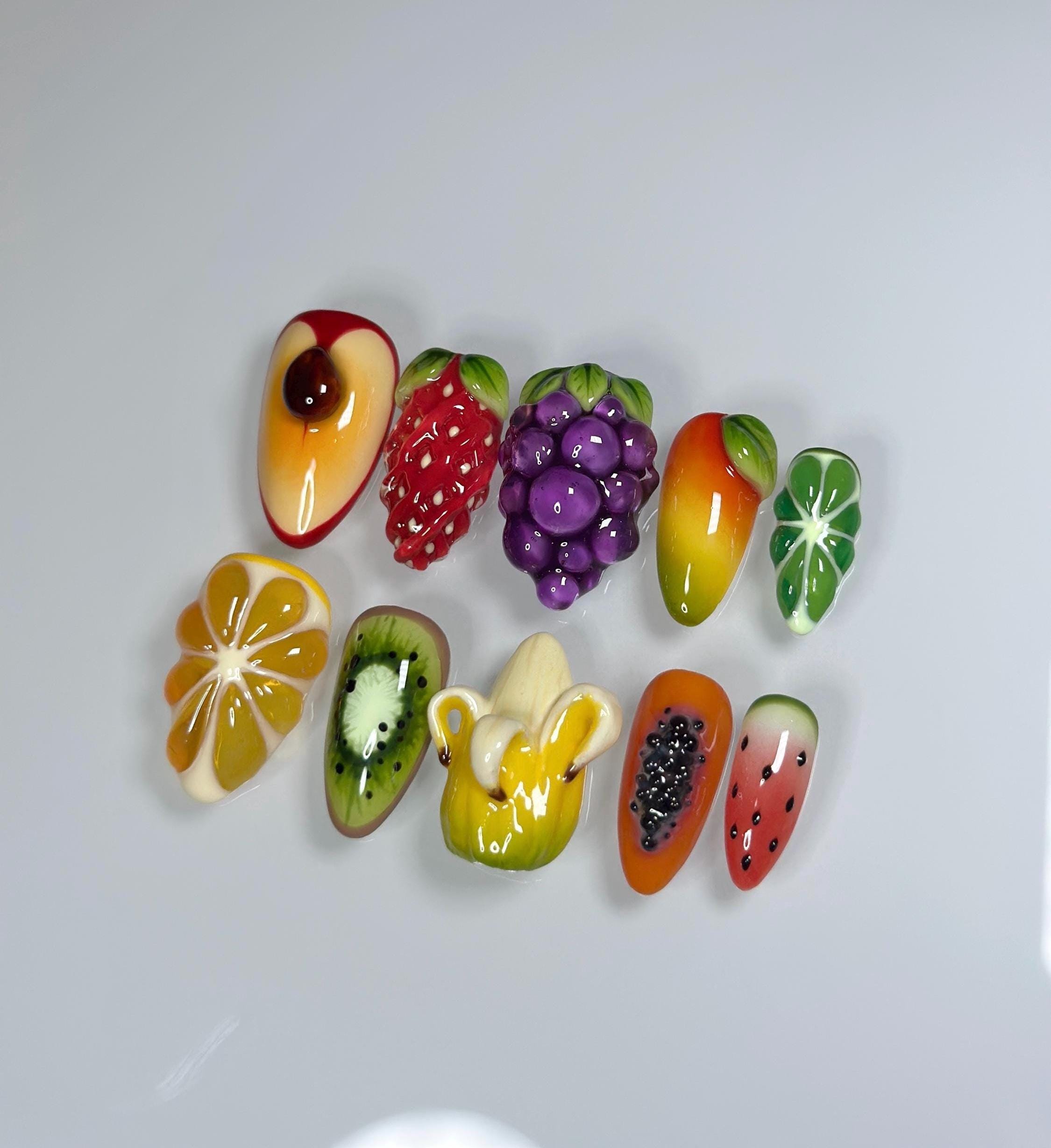 Hand Sculpted Fruit 3D Nails - Etsy