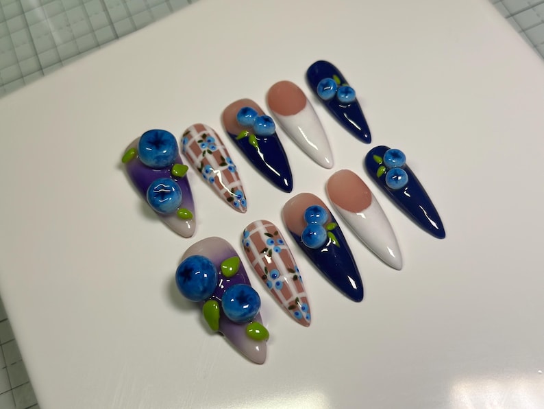 3D Blueberry Picnic Nails - Etsy