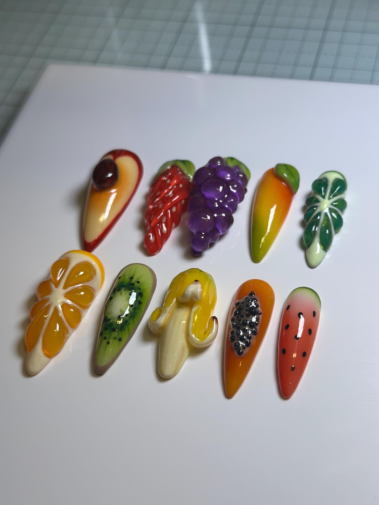 Hand Sculpted Fruit 3D Nails - Etsy