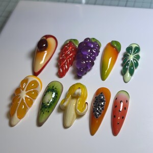 Hand Sculpted Fruit 3D Nails - Etsy