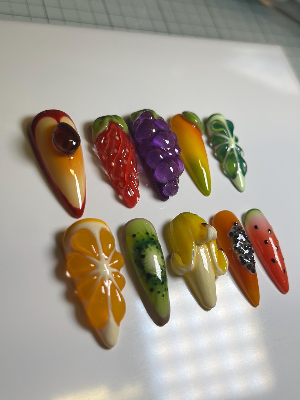 Hand Sculpted Fruit 3D Nails - Etsy