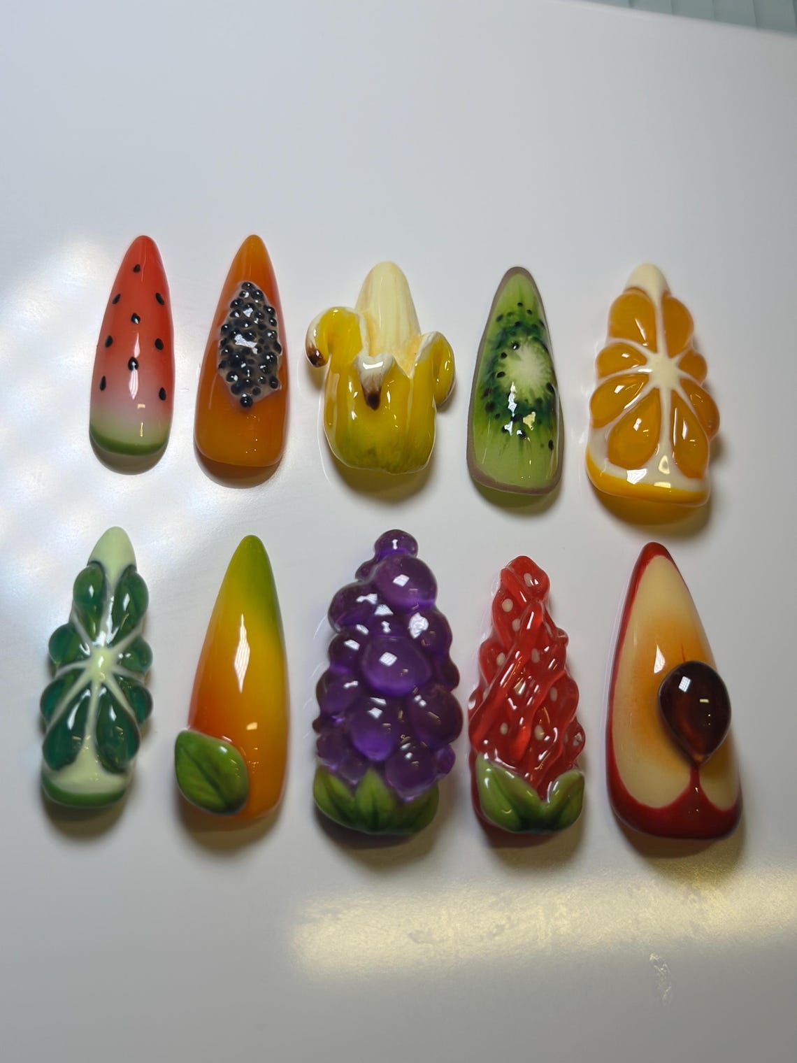 Hand Sculpted Fruit 3D Nails - Etsy