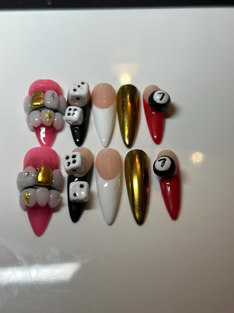3D Sculpted Teeth & Vegas Inspired Nails - Etsy
