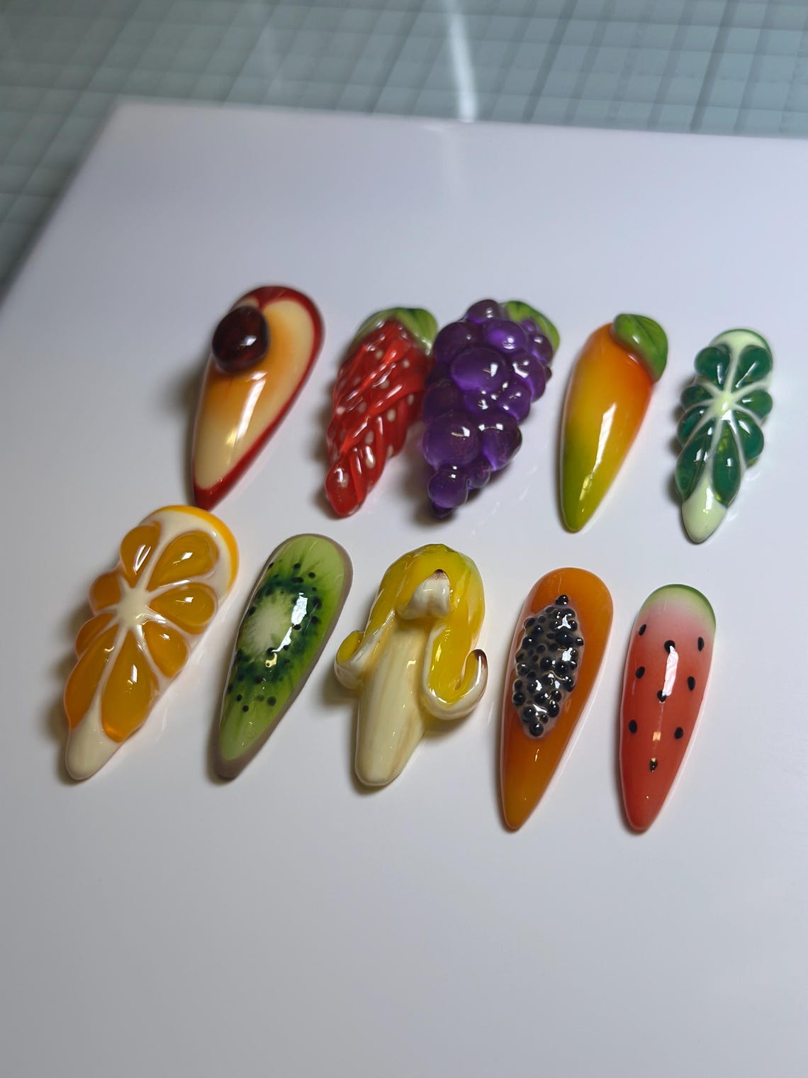 Hand Sculpted Fruit 3D Nails - Etsy