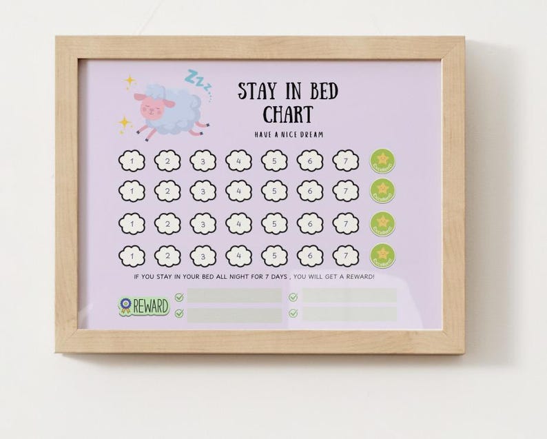 Stay in Bed Chart for Toddlers | Boys & Girls Behavior Tracker for ...