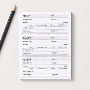 Simple A4 Printable PDF Receipt Template. Customer Receipt, Digital ...