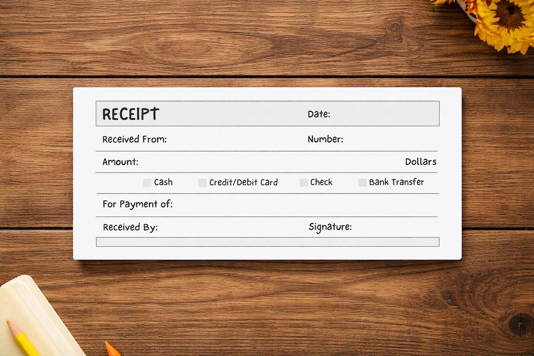 Simple A4 Printable PDF Receipt Template. Customer Receipt, Digital ...