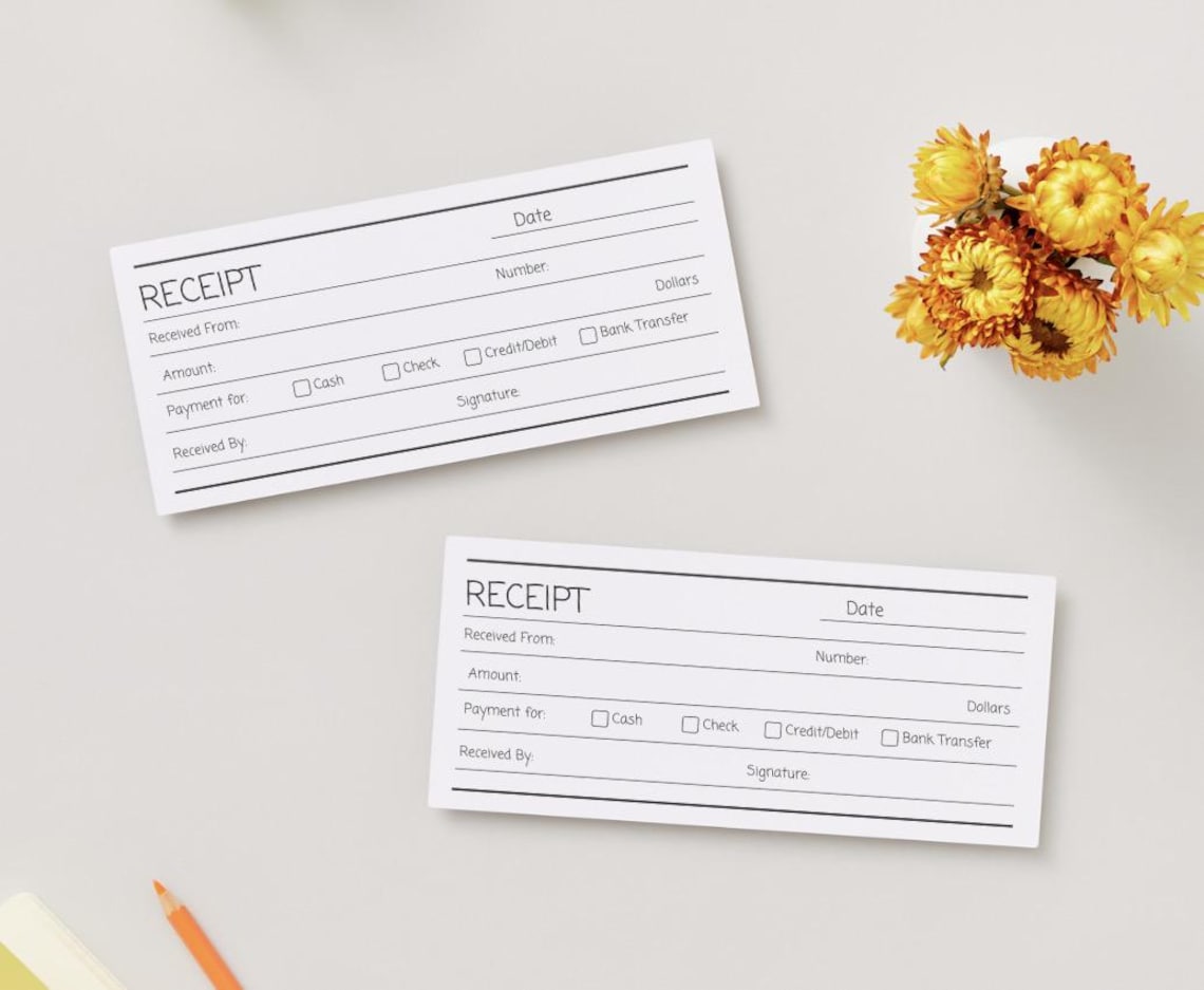 Printable PDF Receipt Template. Customer Receipt, Digital Receipt. Rent Receipt Template for ...