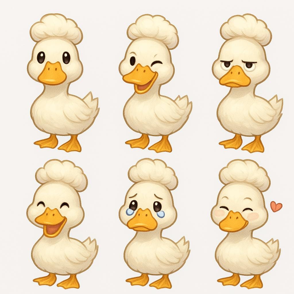 Farm Animal Crested Duck Clipart Bundle 6 PNG Cartoon Duck Files Cute ...