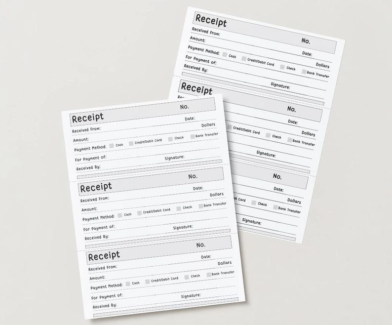 Printable Receipt Template. Customer Receipt, A4, Rent Receipt Template ...