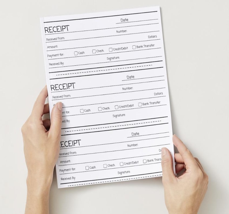 Printable PDF Receipt Template. Customer Receipt, Digital Receipt. Rent ...