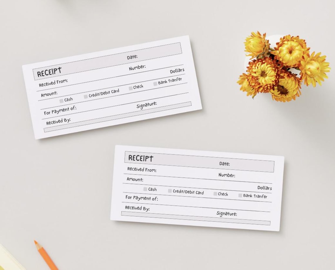 Simple A4 Printable PDF Receipt Template. Customer Receipt, Digital ...
