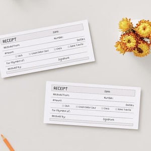 Simple A4 Printable PDF Receipt Template. Customer Receipt, Digital ...