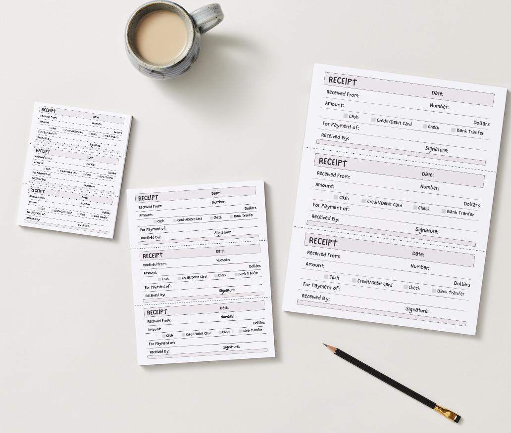 Simple A4 Printable PDF Receipt Template. Customer Receipt, Digital ...
