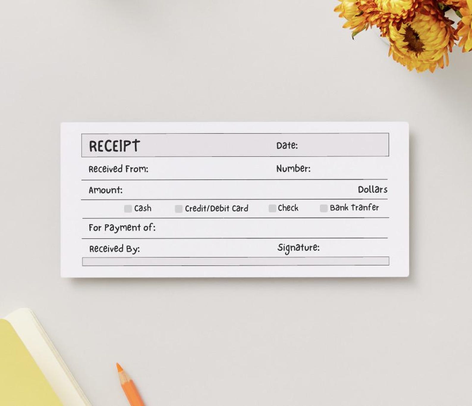 Simple A4 Printable PDF Receipt Template. Customer Receipt, Digital ...