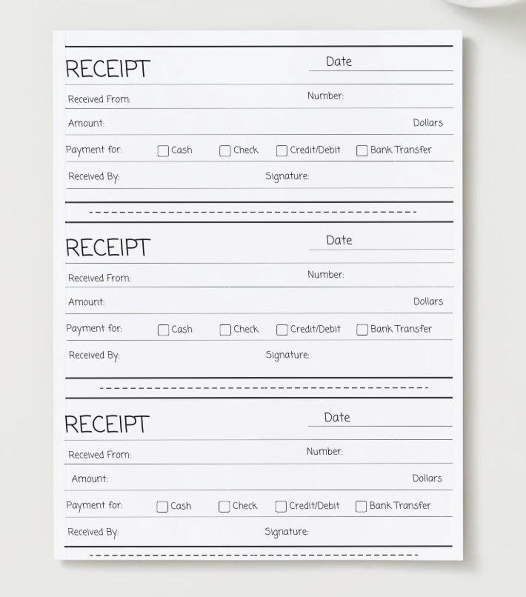 Printable PDF Receipt Template. Customer Receipt, Digital Receipt. Rent ...