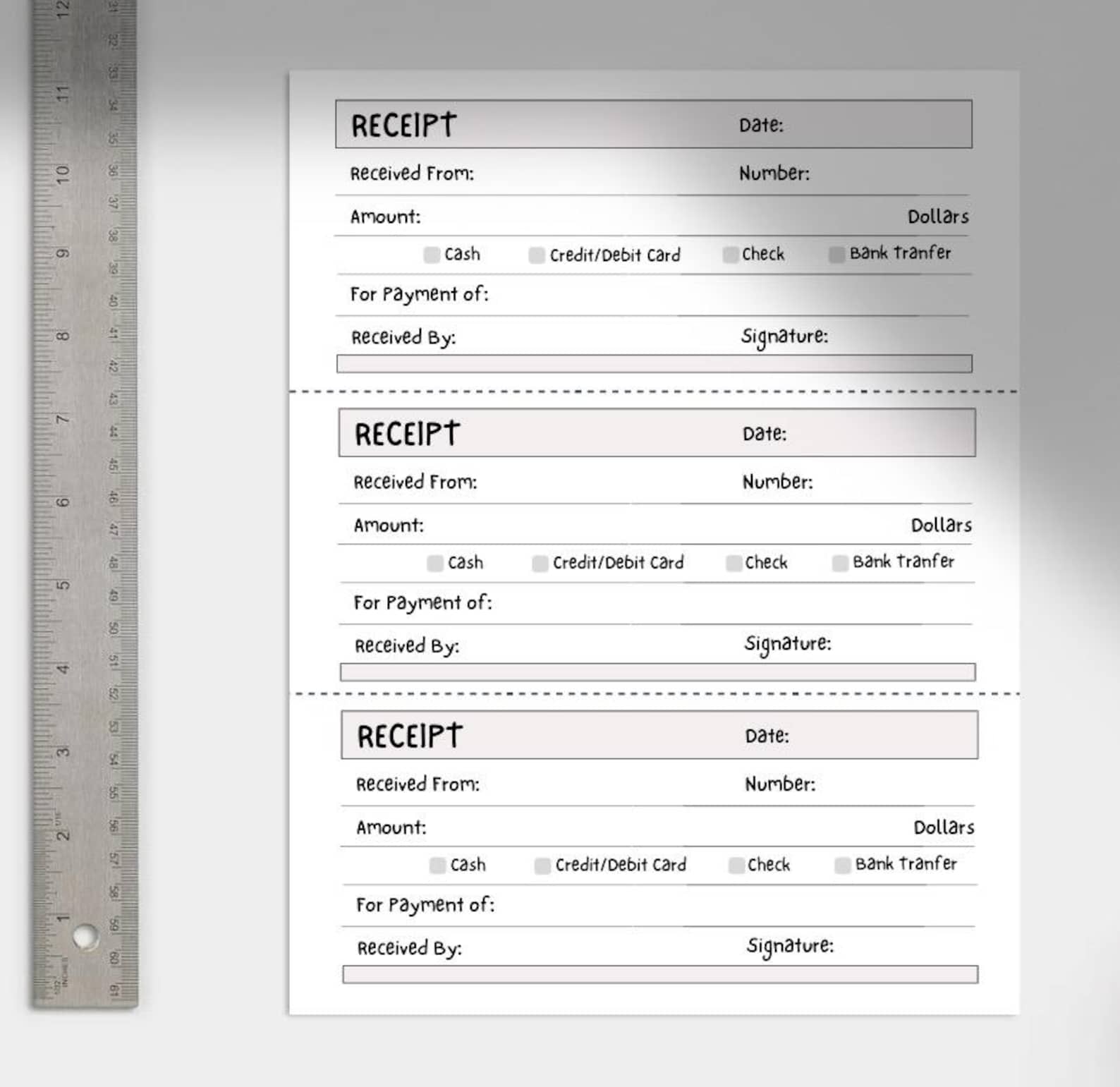 Simple A4 Printable PDF Receipt Template. Customer Receipt, Digital ...