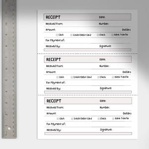 Simple A4 Printable PDF Receipt Template. Customer Receipt, Digital ...