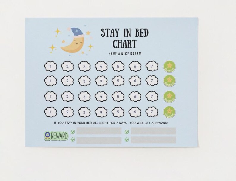Stay in Bed Chart for Toddlers | Boys & Girls Behavior Tracker for ...