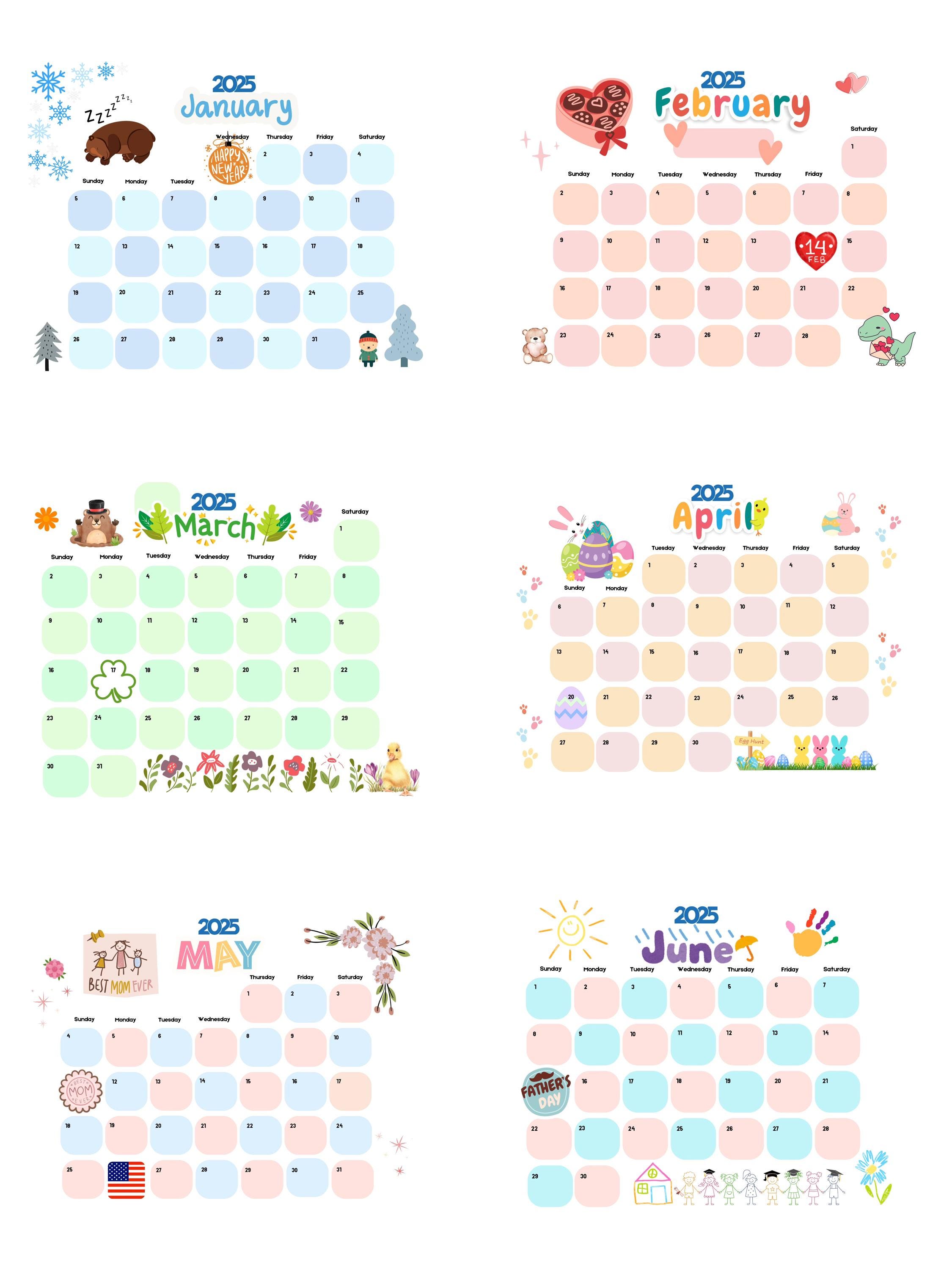 2025 Calendar for Kids and Homeschool Parents - Etsy