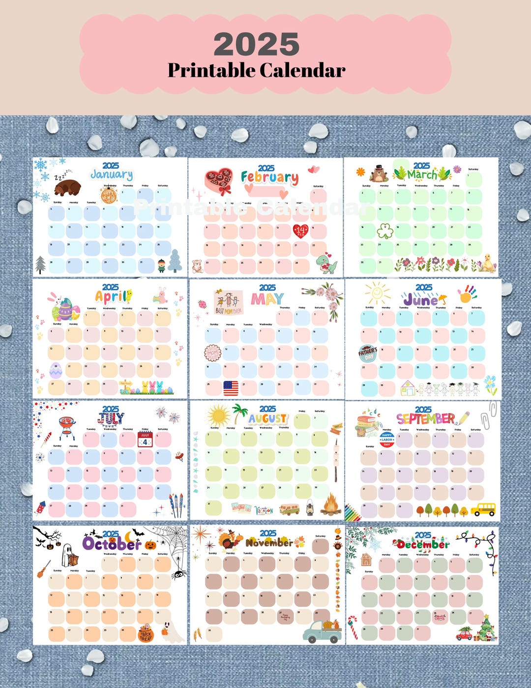 2025 Calendar for Kids and Homeschool Parents - Etsy