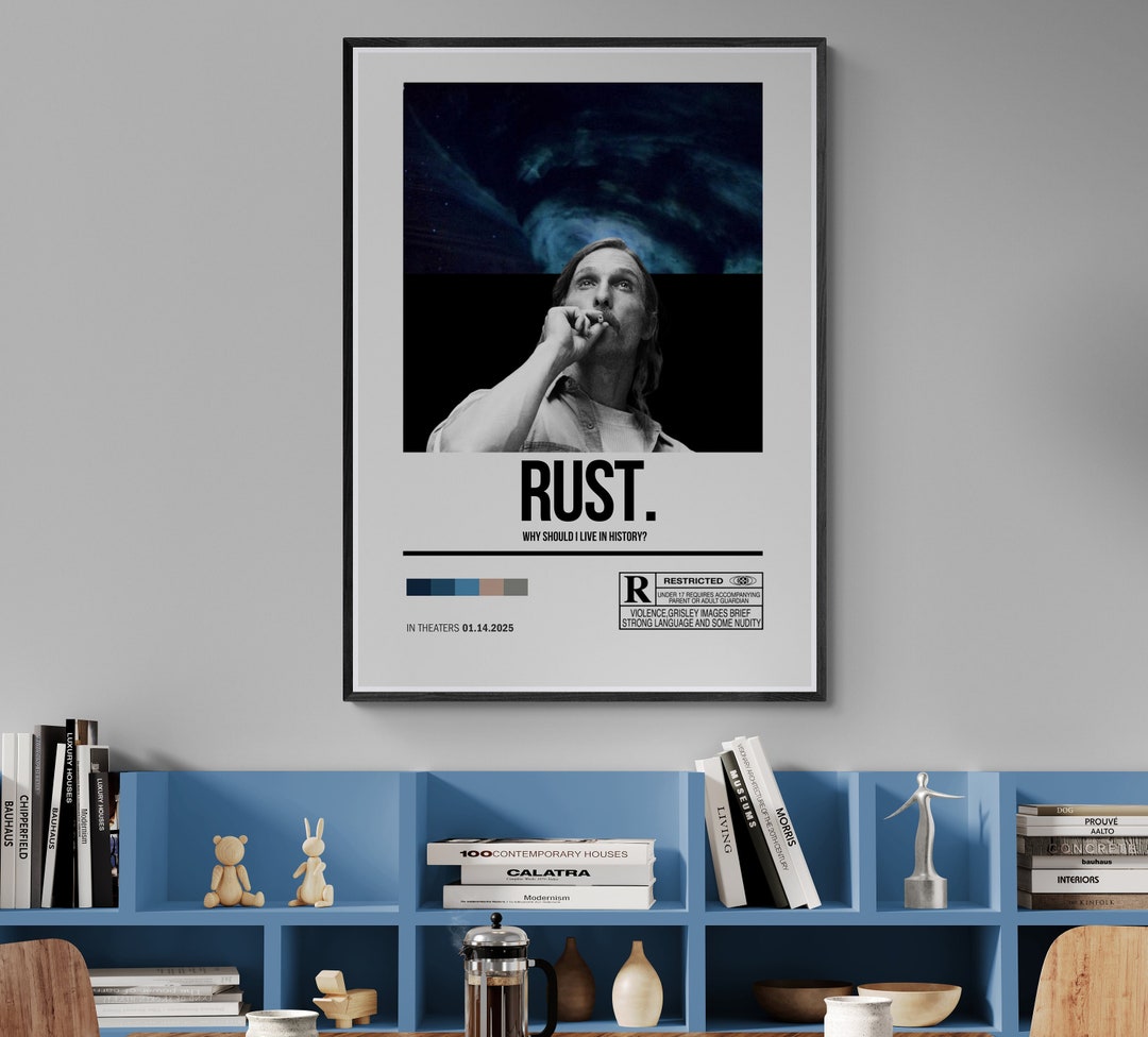 Minimalist Movie Poster, Rust, True Detective, Rust, Rustin Cohle, Movie Poster, Home Decor ...