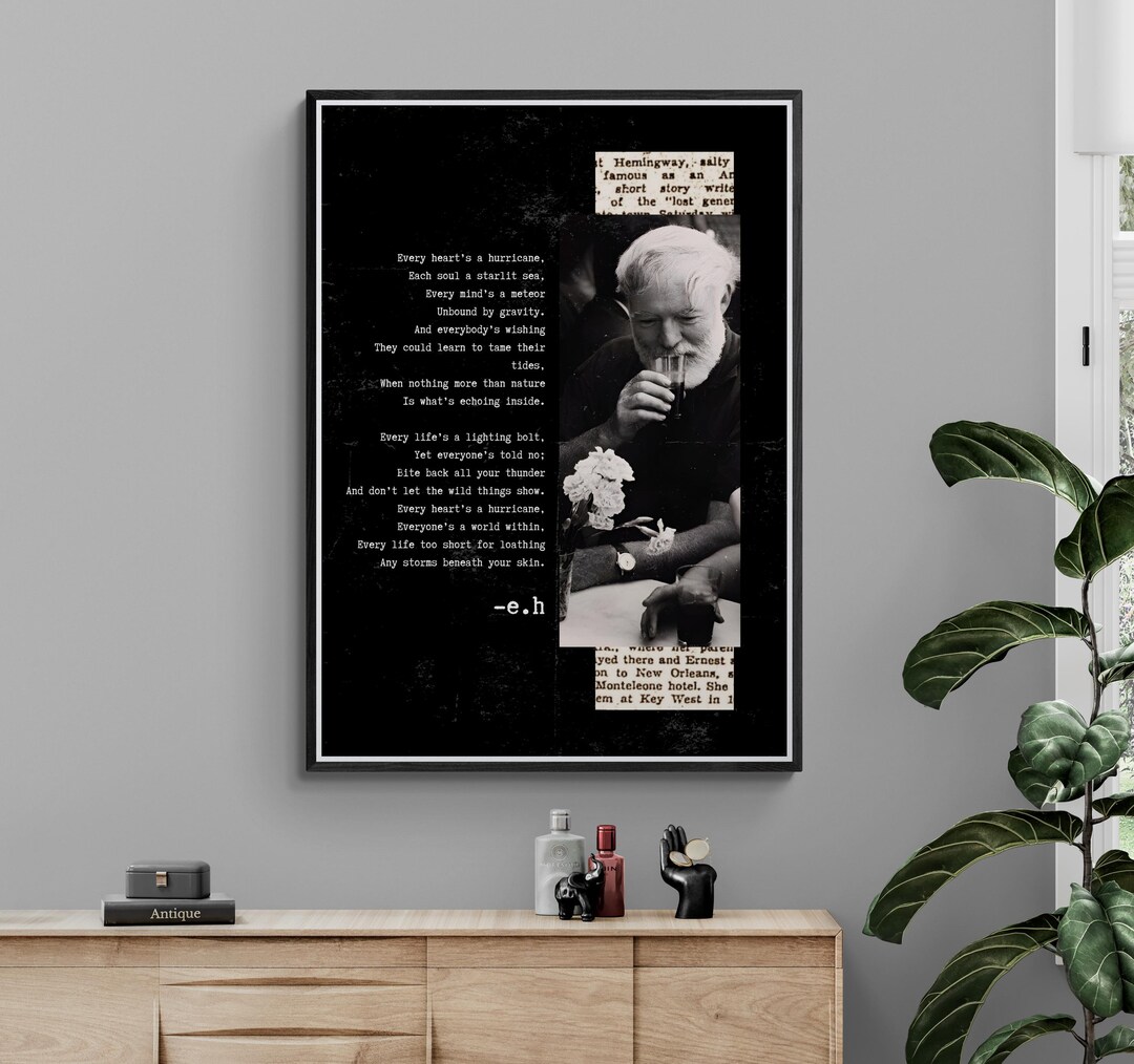Hemingway, Ernest Hemingway, Poem Poster, Poem, Minimalist Poster ...