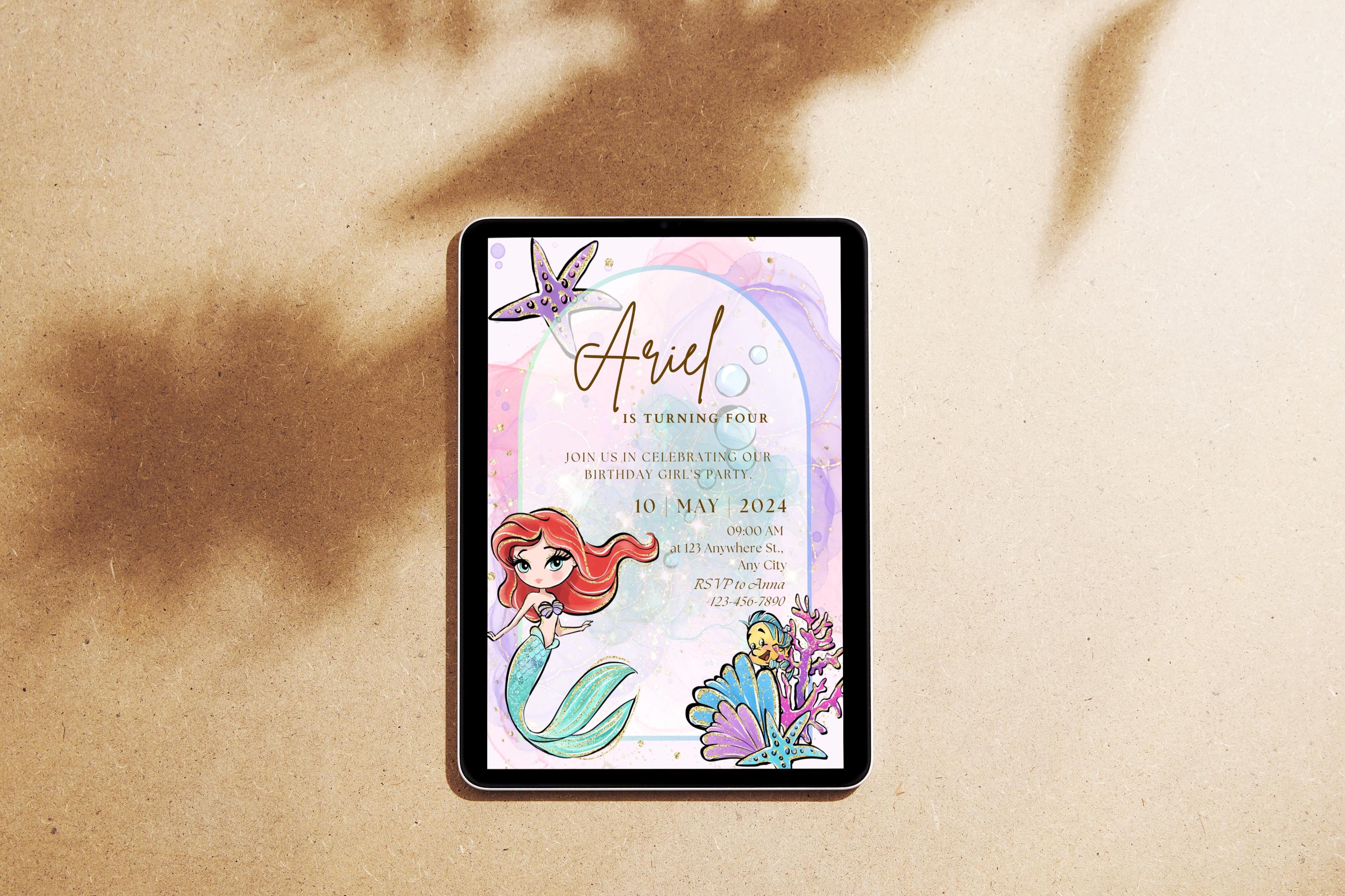 The Little Mermaid Party Invitation | Ariel Digital Birthday Invite ...