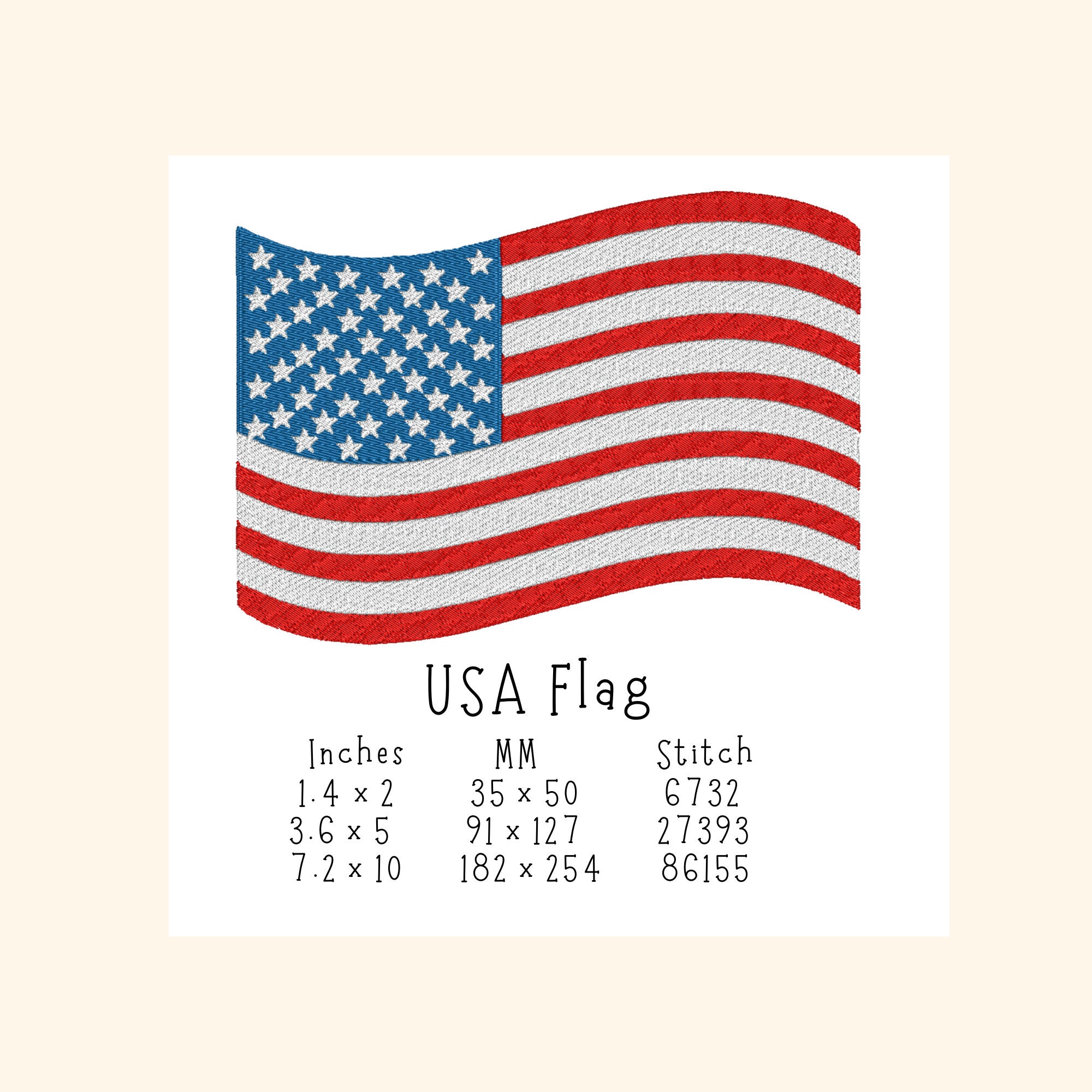 Patriotic Embroidery Designs, American Flag Embroidery Design, 3 Sizes ...