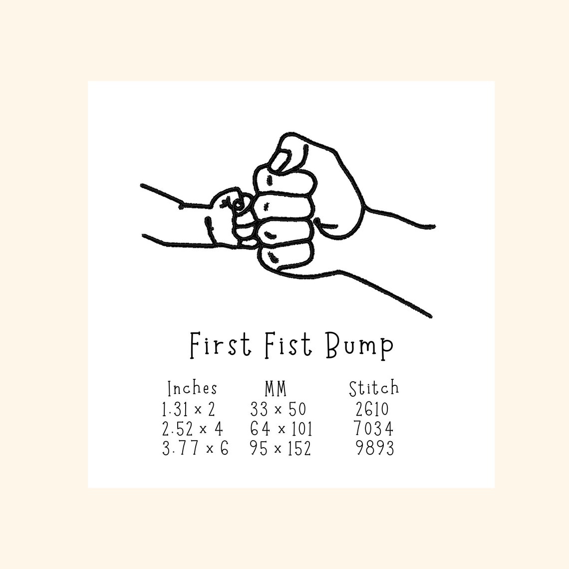 Classic Baby Embroidery Design, Child First Fist Bump Outline, Parent ...