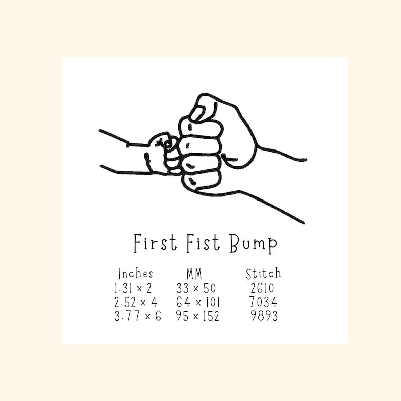 Classic Baby Embroidery Design, Child First Fist Bump Outline, Parent ...