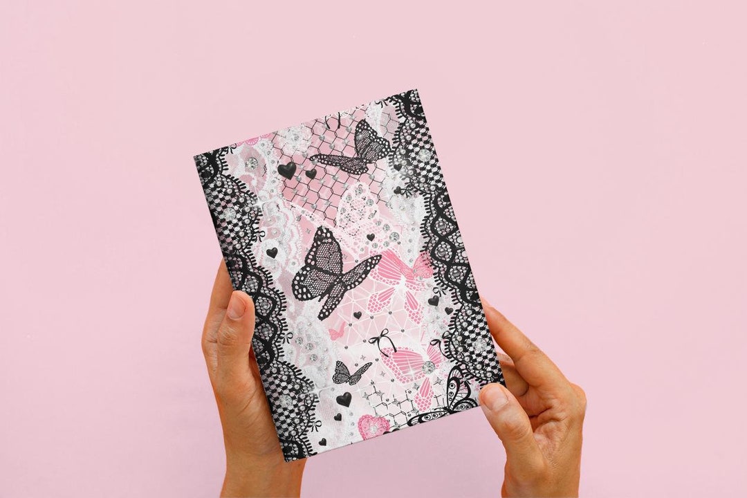 Butterflies & Rhinestones Y2K / 2000s Lace Hardcover Journal Matte ...