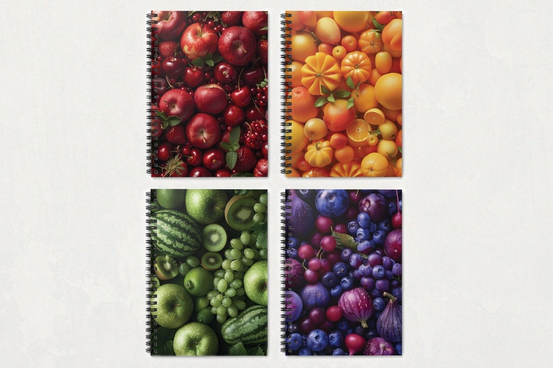 Rainbow Fruits Spiral Notebook ruled Line Colorful Fruity Foodie Food ...