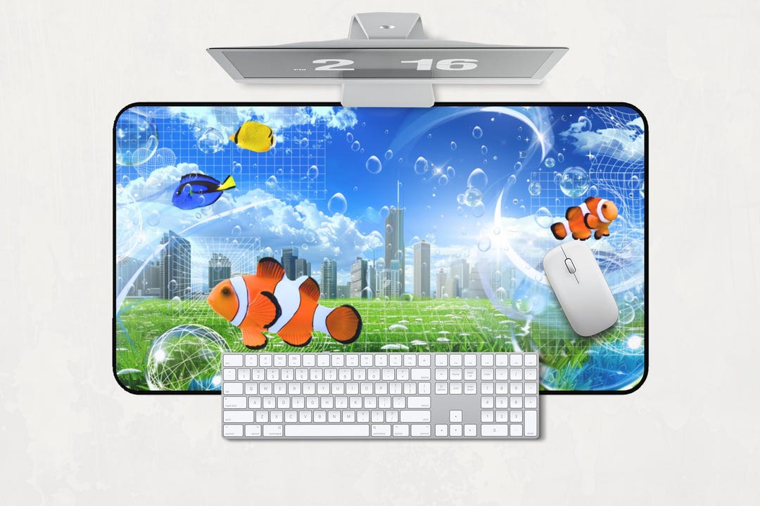 Frutiger Aero Desk Mat, Y2K Clown Fish, Aesthetic Home Office - Etsy