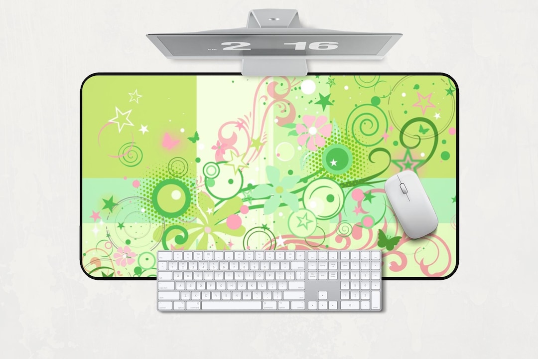 Frutiger Aero Desk Mat: Green Pink Vectorbloom, Retro Futurism Decor - Etsy