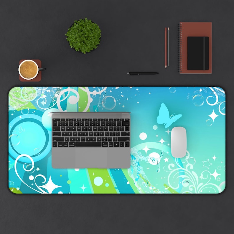 Frutiger Aero Desk Mat: Teal Vectorbloom, Y2K Retro-futurism - Etsy