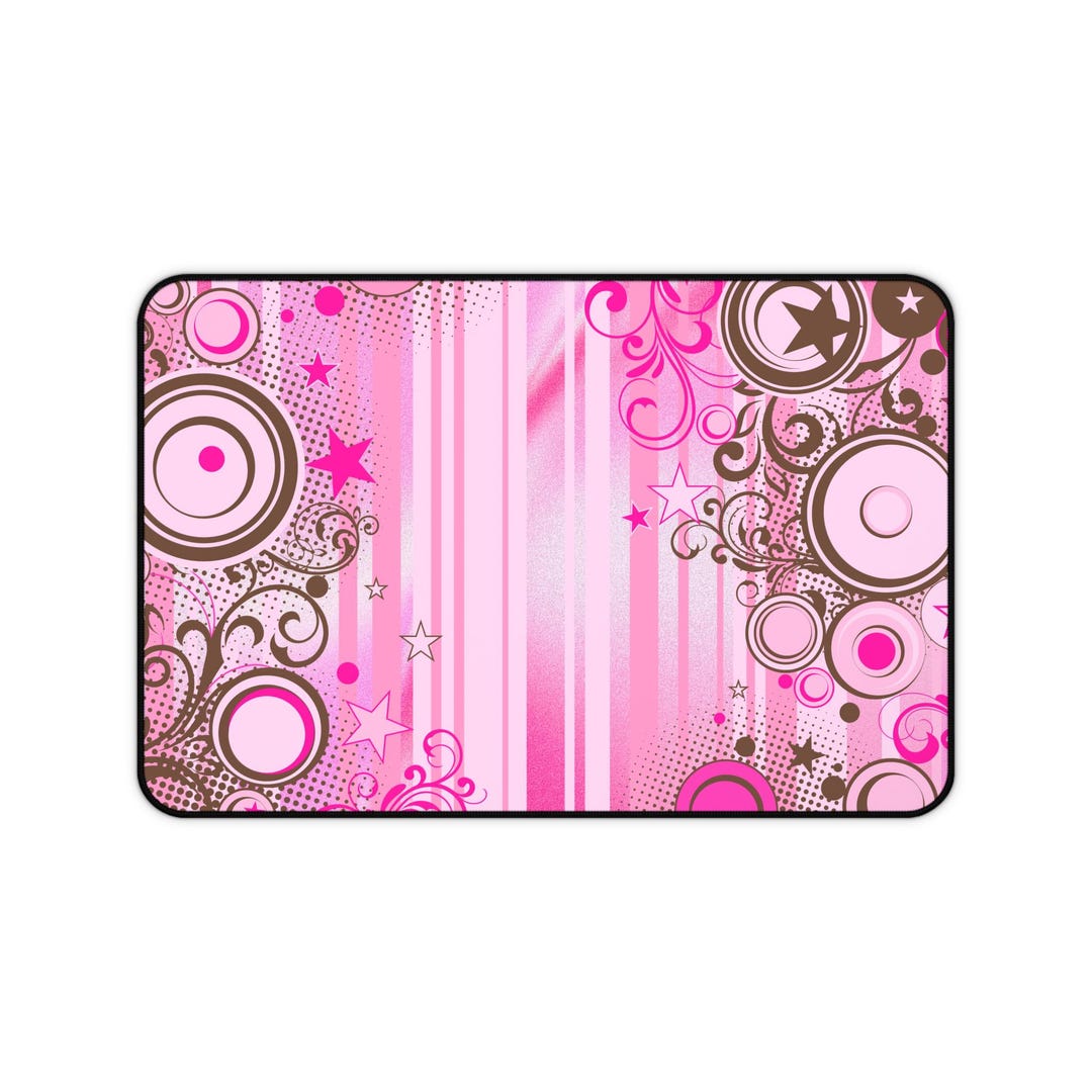 Frutiger Metro Vectorbloom Pink and Brown Desk Mat, Non-slip for School ...