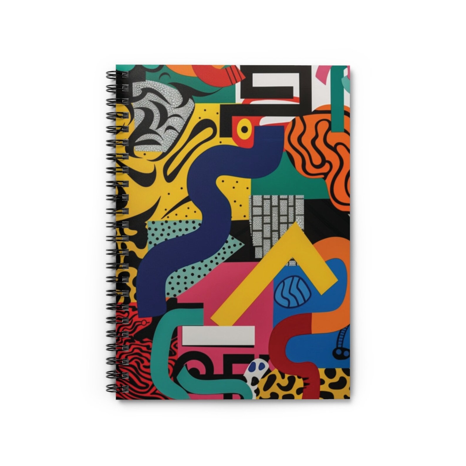 Abstract Multi Color Shapes Spiral Notebook ruled Line Colorful Trippy ...