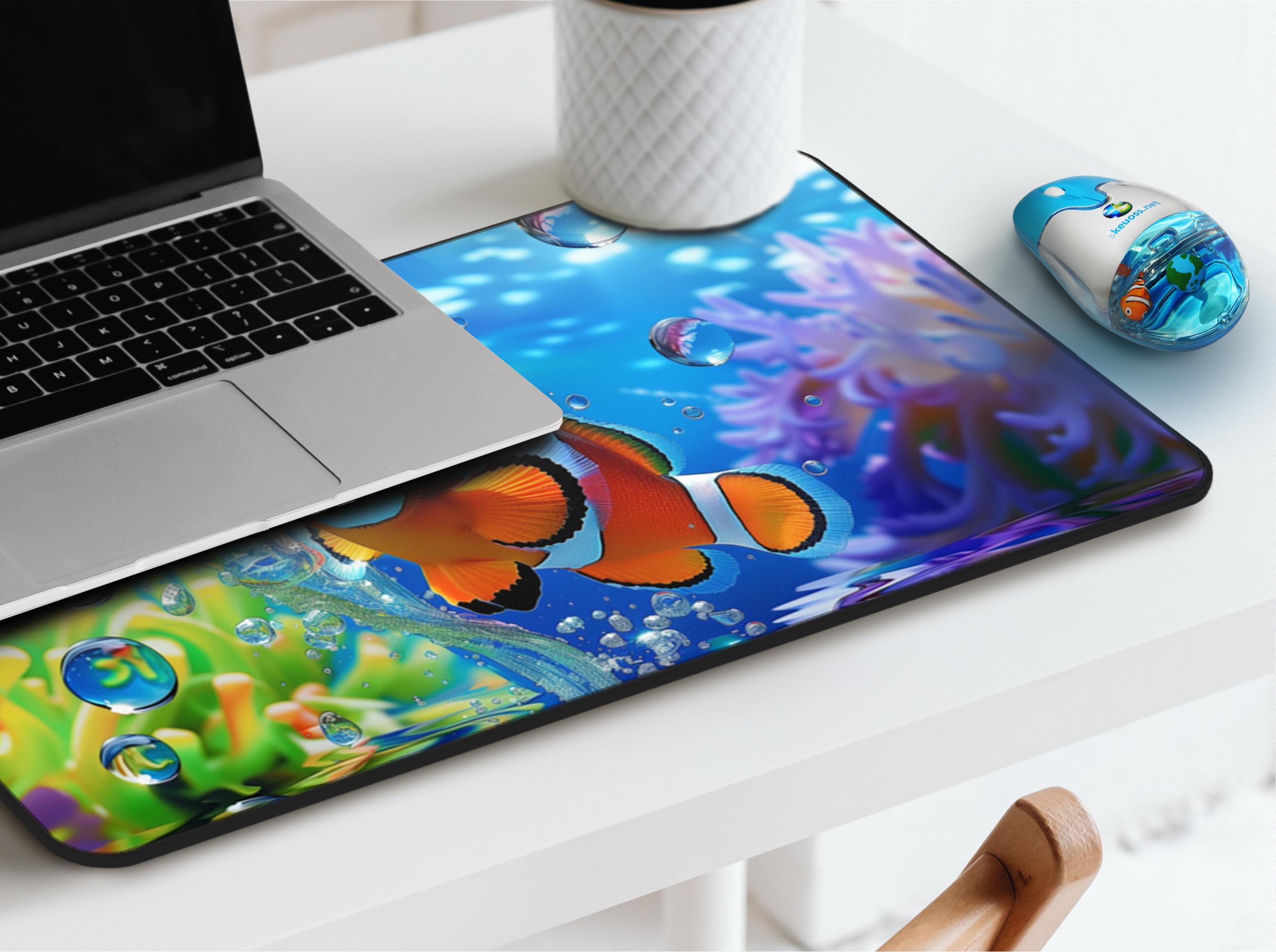 Frutiger Aero Desk Mat: Ocean Bubbles, Clown Fish Mousepad - Etsy