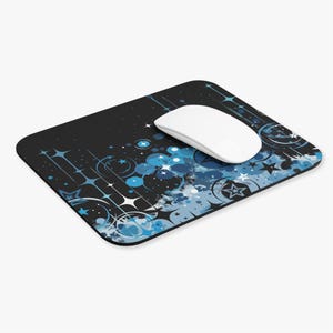Frutiger Metro Blue and Black Mouse Pad, 9"x8" Computer Aesthetic, Dark ...