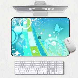 Frutiger Metro Vectorbloom Teal Desk Mat, Non-slip Multi-size, Unisex ...