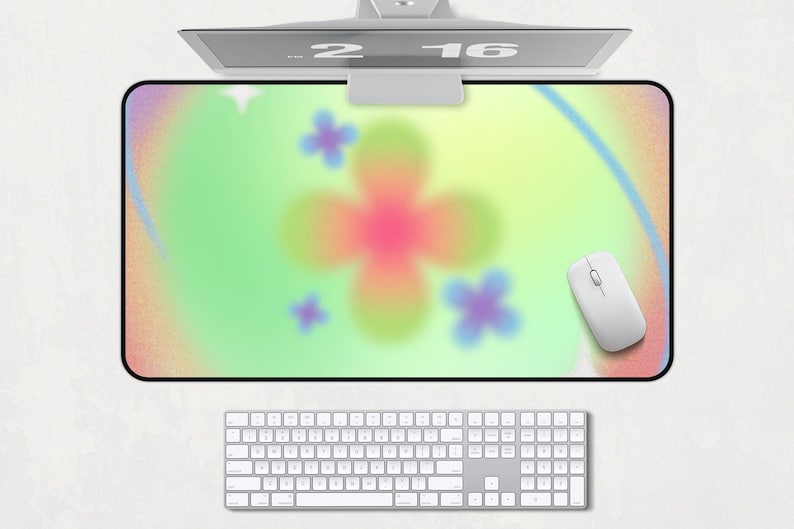 Pastel Green Y2K Gradient Flower Desk Mat, Soft Girl 2000s Aesthetic ...