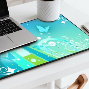 Frutiger Metro Vectorbloom Teal Desk Mat, Non-slip Multi-size, Unisex ...
