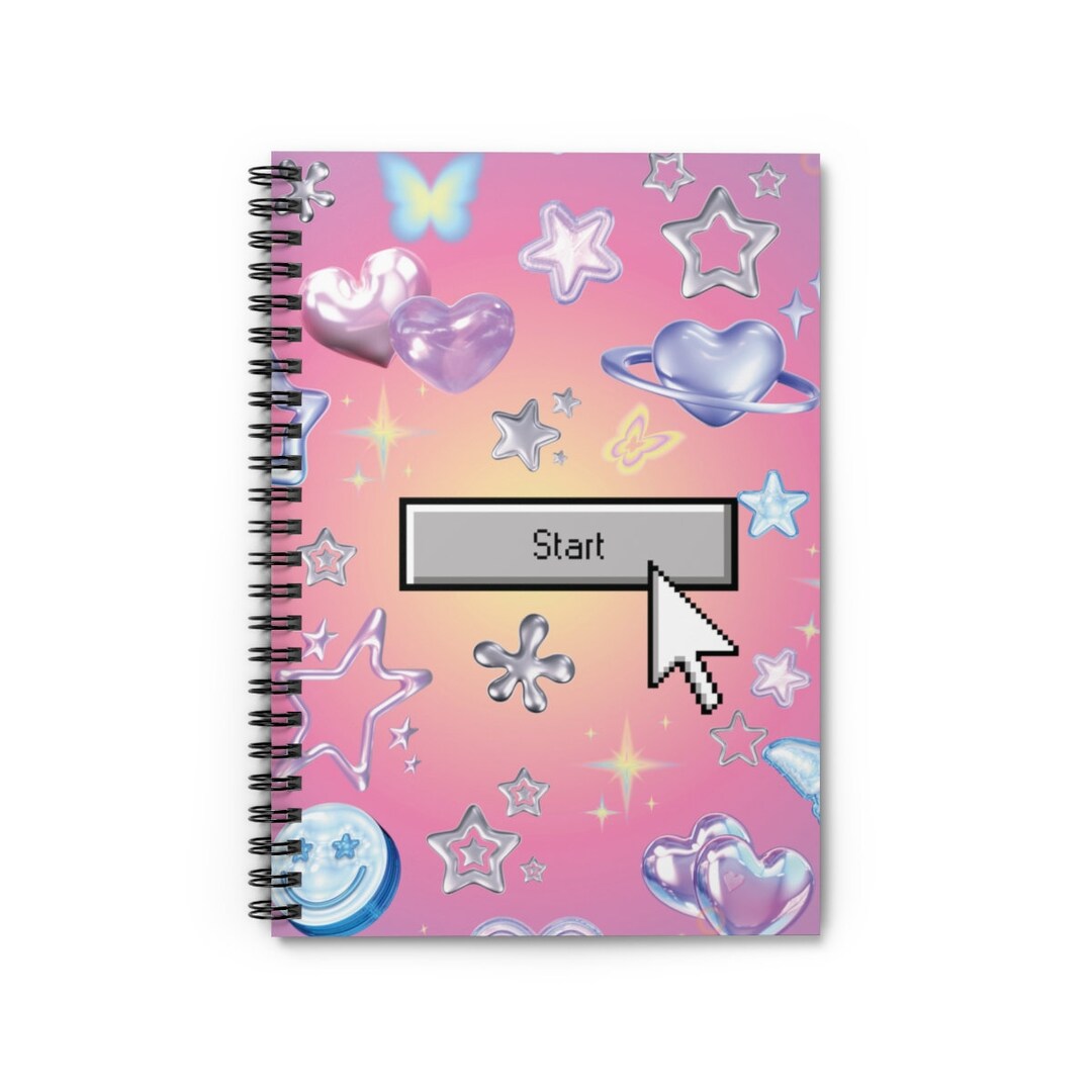 Pink Heart Spiral Notebook: Y2K Coquette Style, Ruled Line - Etsy