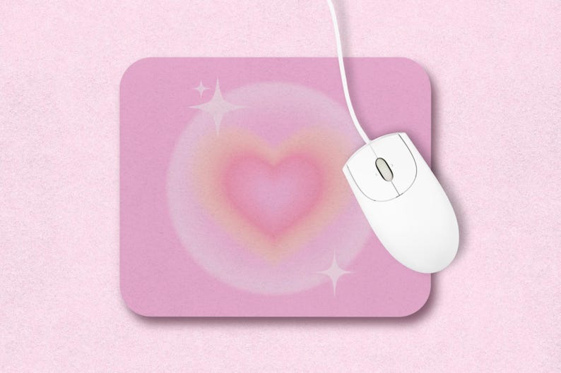 Mouse Pad Pastel Pink Y2k Inspired Vintage Floral Pattern, Checker ...