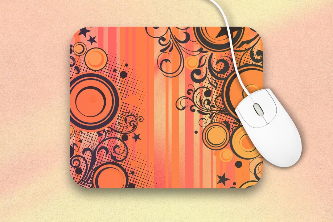 Frutiger Metro Orange and Black Mouse Pad, 9"x8" Computer Aesthetic ...